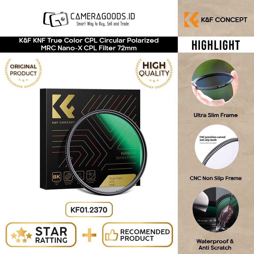 K&f KNF True Color CPL Circular Polarized MRC Nano-X CPL Filter 72mm ...