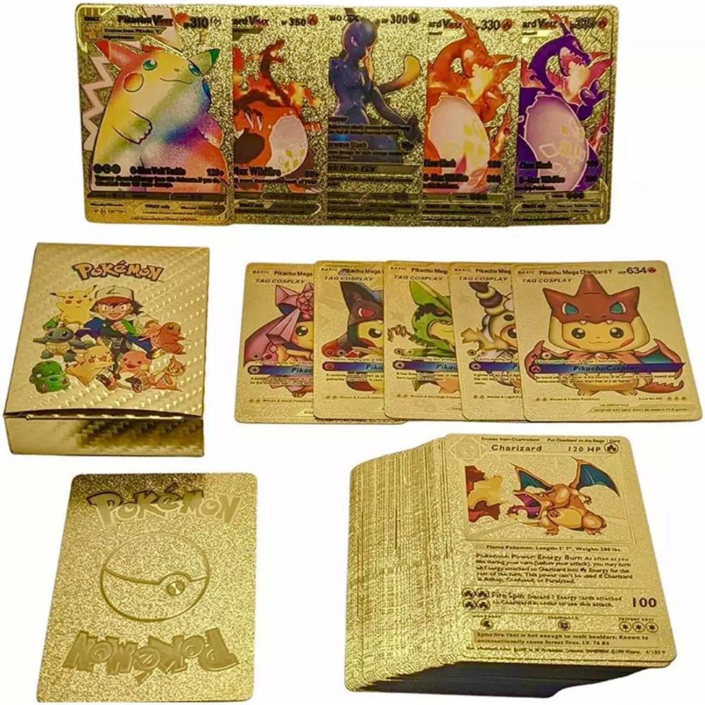 Rainbow Pokemon Cards Metal Gold English (perpack and box) | Shopee ...