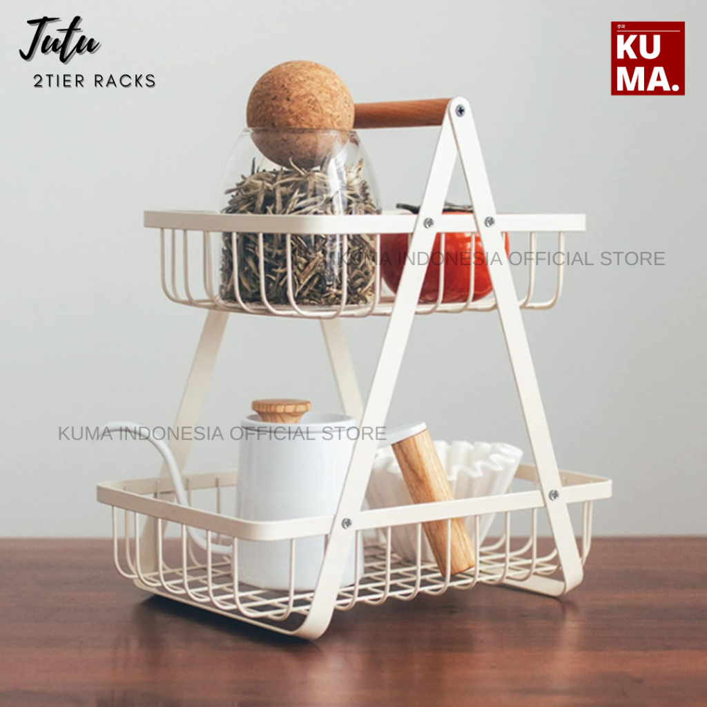 Kuma Tutu 2 Tier Iron Fruit Onion Rack Aesthetic 2 Tier Organizer Rack ...
