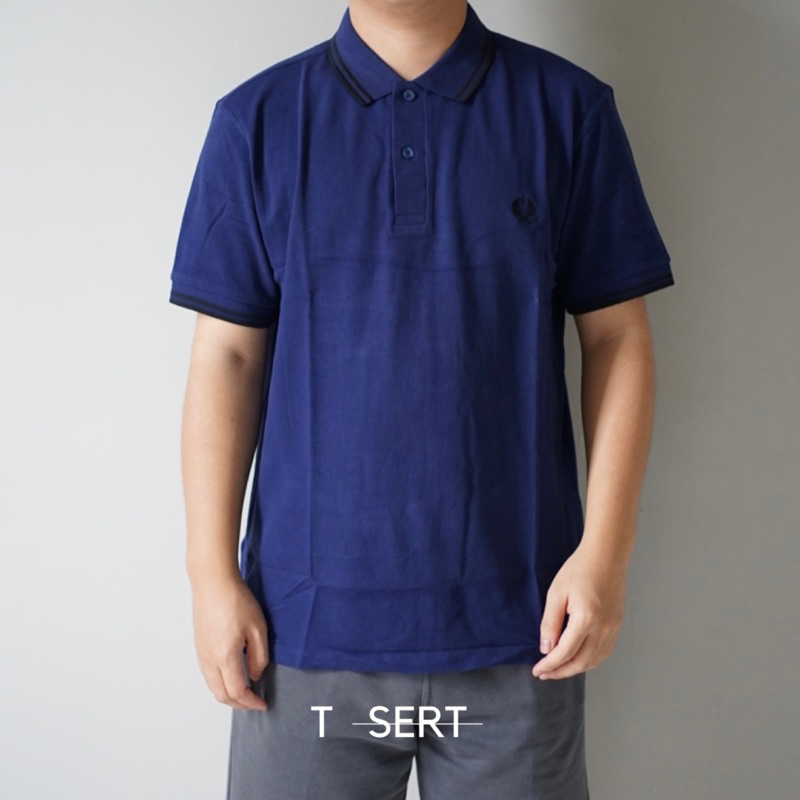 Fred PERRY Double Black Tipped Polo Navy Original (100% Authentic ...