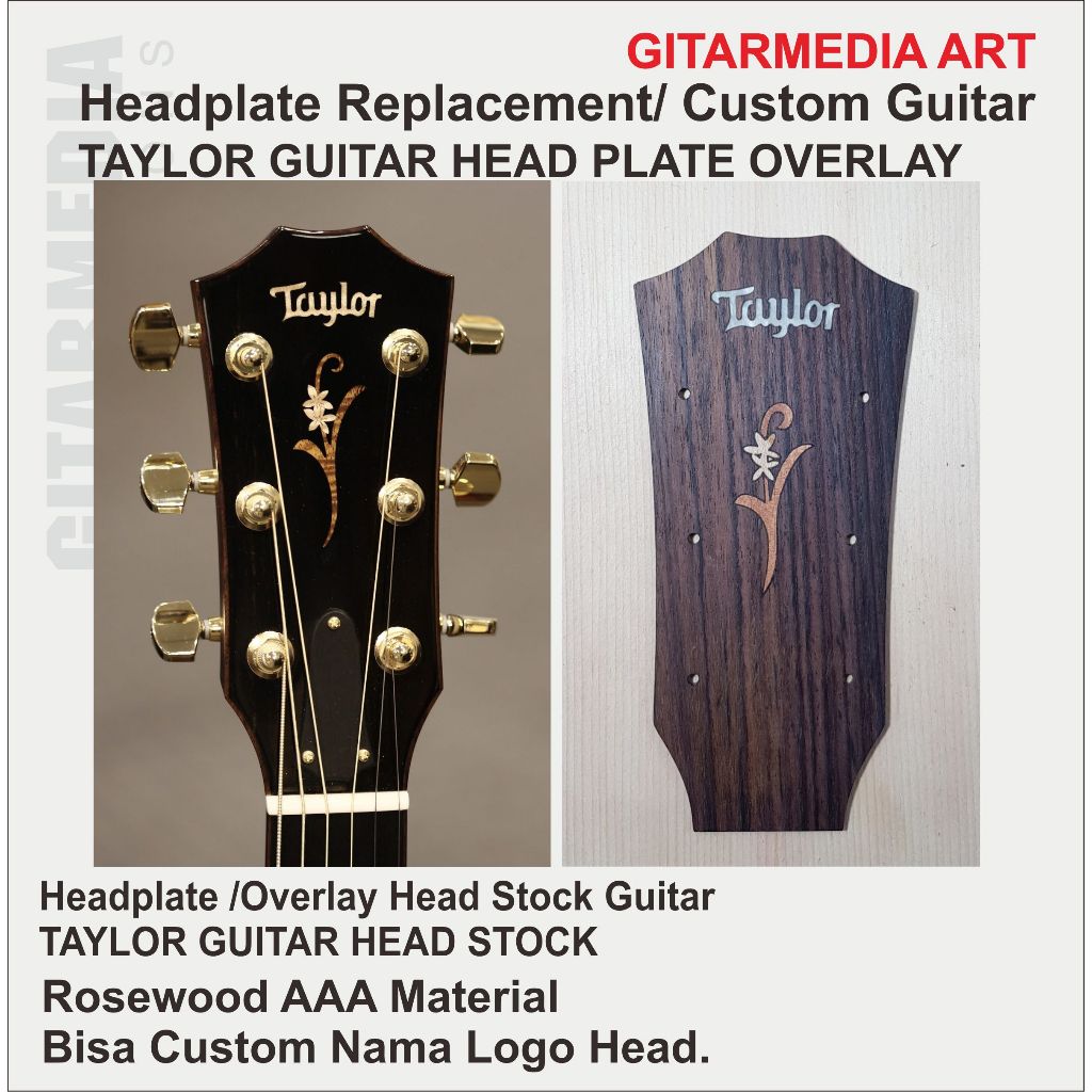KAYU Custom HEADSTOCK TAYLOR GUITAR HEAD TEMPLATE HEADSTOCK OVERLAY ...