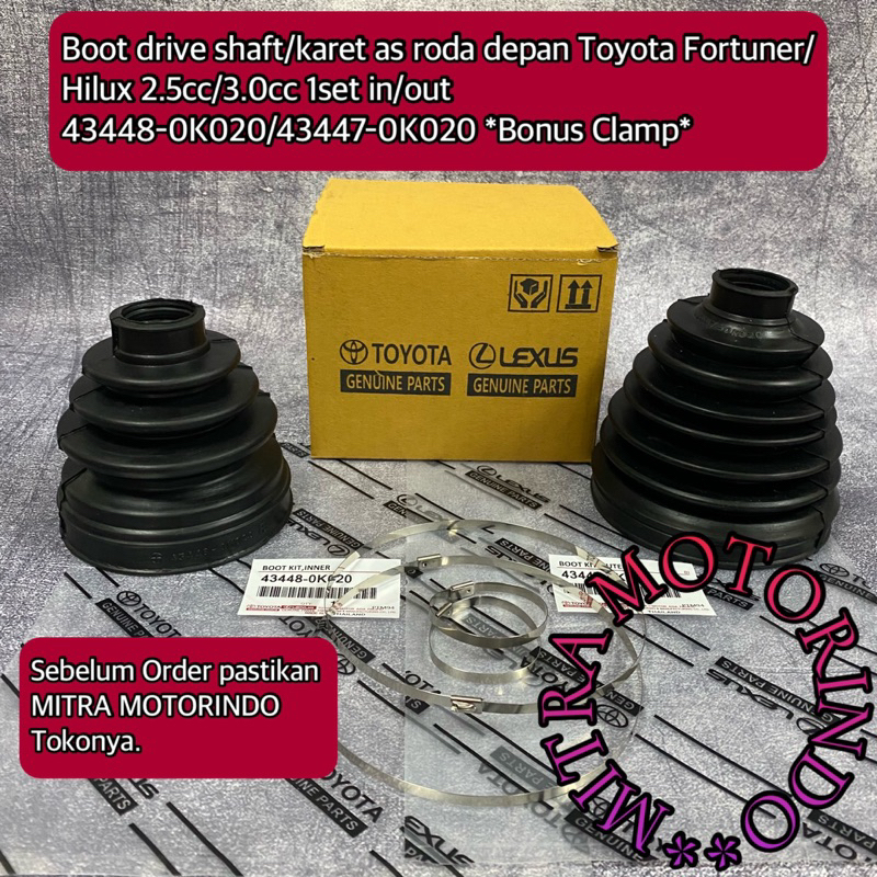 Boot drive shaft/Rubber front axle in/out Toyota Fortuner/Hilux 2.5cc ...