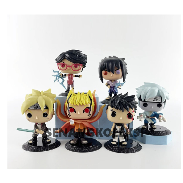 Naruto Q-Ver Sasuke Boruto Mitsuki Sarada Action Figure contains 6 pcs ...