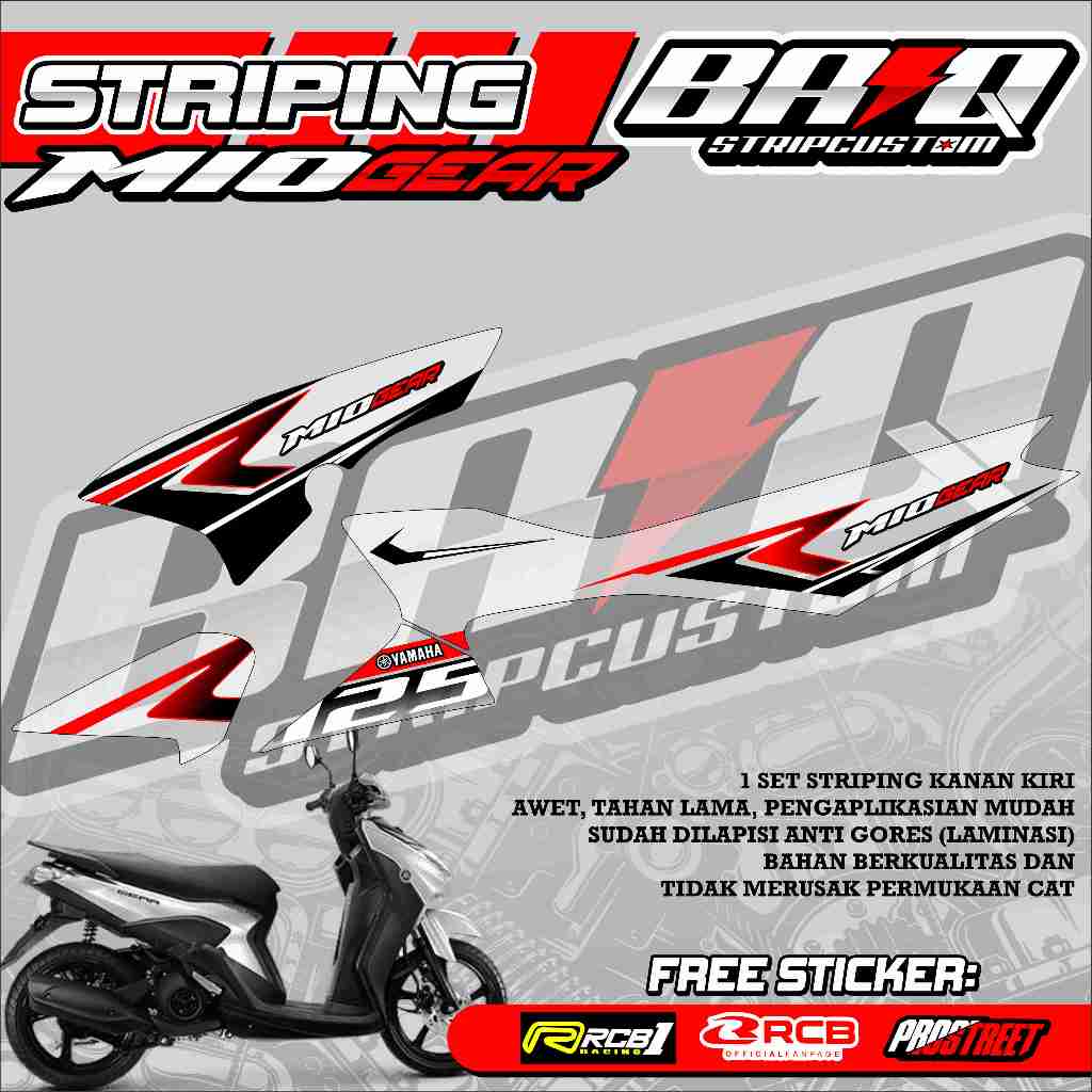 MIO GEAR TRANSPARENT STRIPING STICKER - RACING MOTIF TRANSPARENT MIO ...