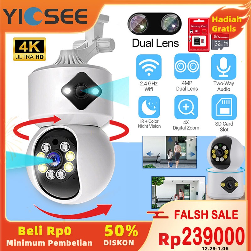 Cctv camera wifi indoor ip camera dual lens 4MP cctv wifi Long Range ...