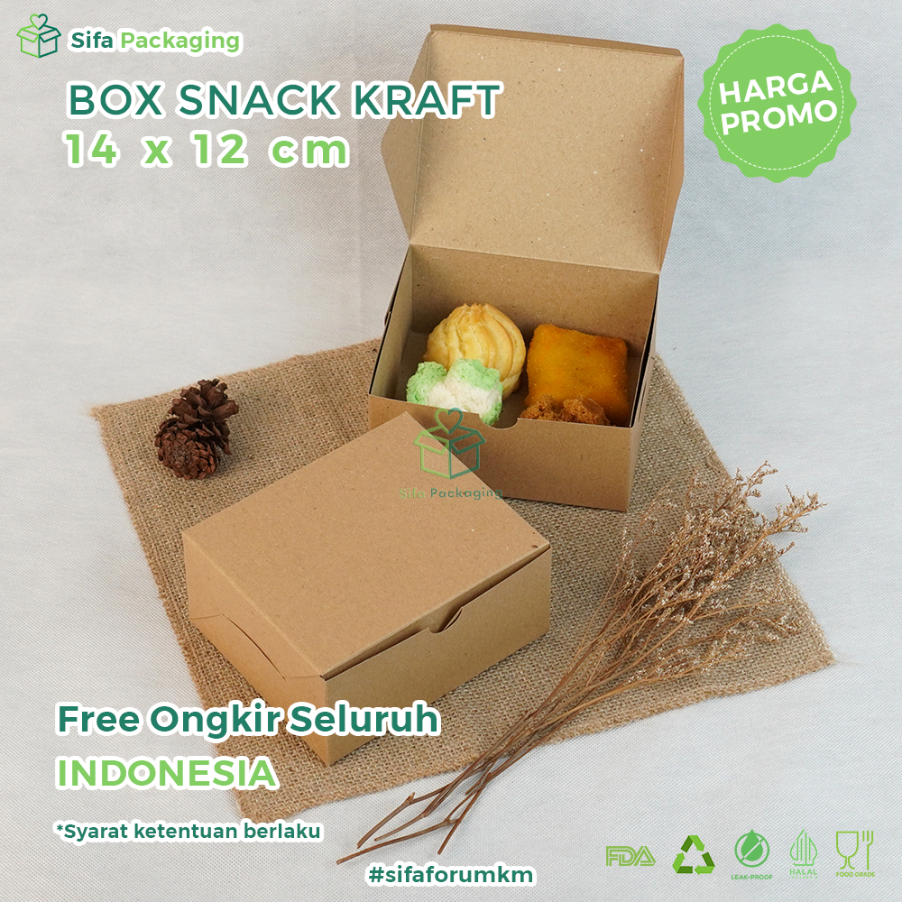 Snack Box 14x12 Kraft Cake Box Snack Box Bolu Donut Box | Shopee ...