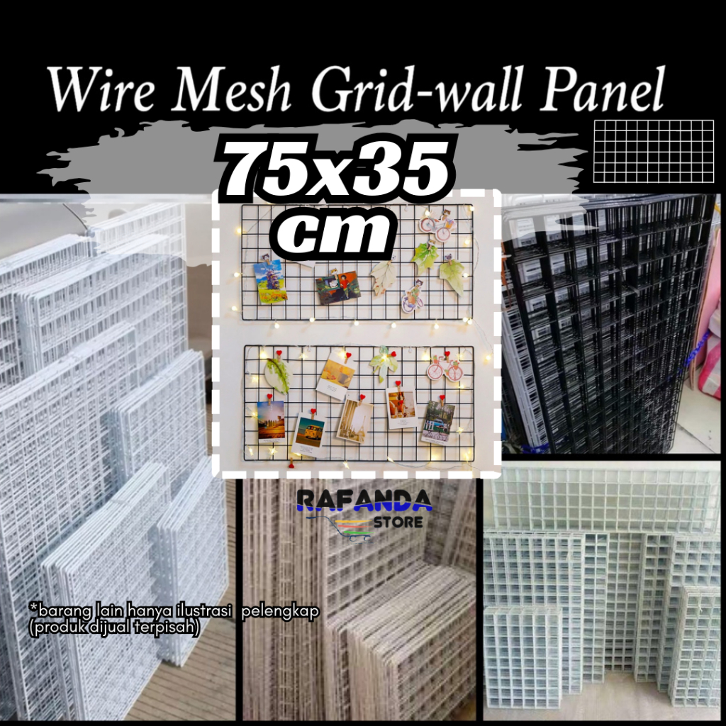 Size 75x35 hijang Wire grid wall Wire ram wall display polaroid photos ...