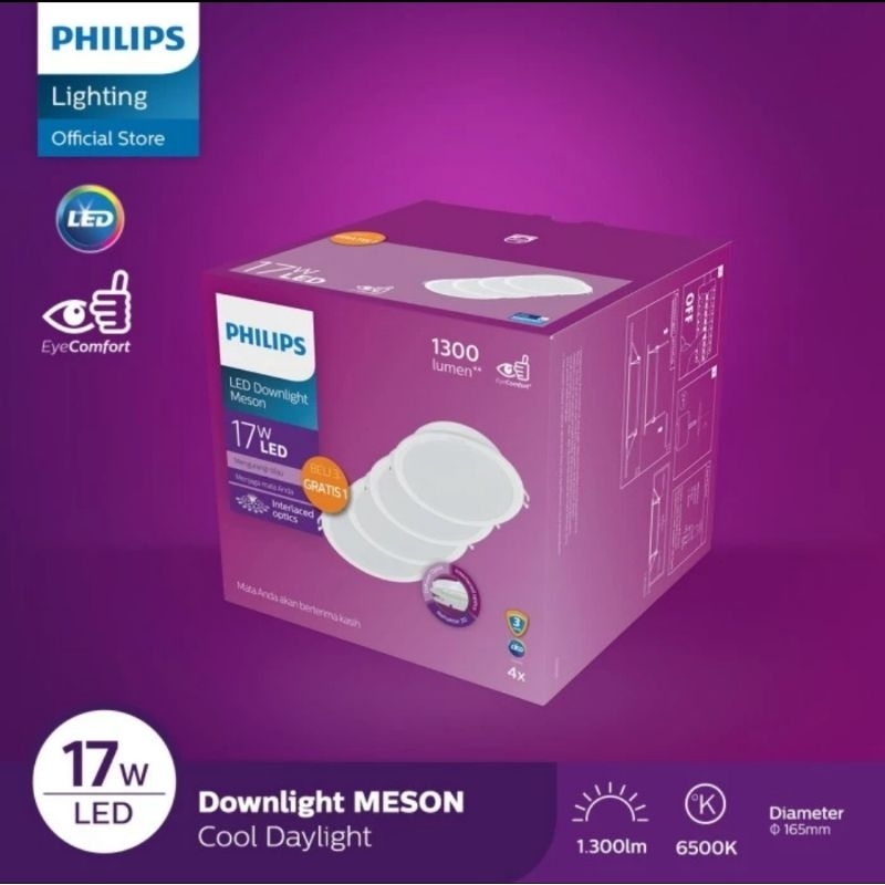 Philips Meson Multipack LED Downlight 17 Watt 17W Buy 3 Get 1 Free ...