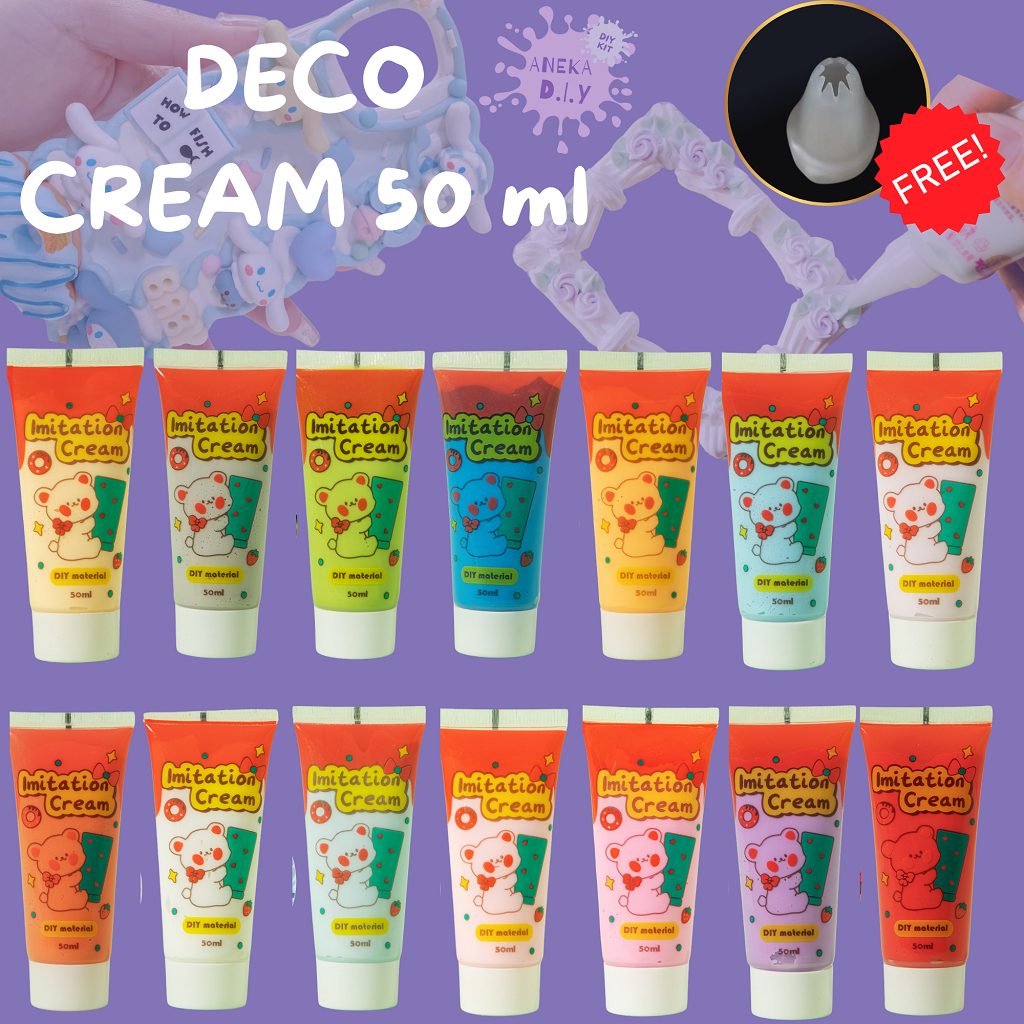 (FREE Syringe) Deco Cream 50ml/Clay Cream/Fake Whipped Cream/Simulation ...