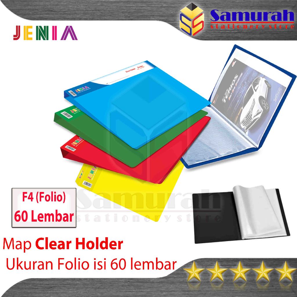 MERAH HIJAU HITAM Map Clear Holder 60 Pocket Plain Folio Jenia ...