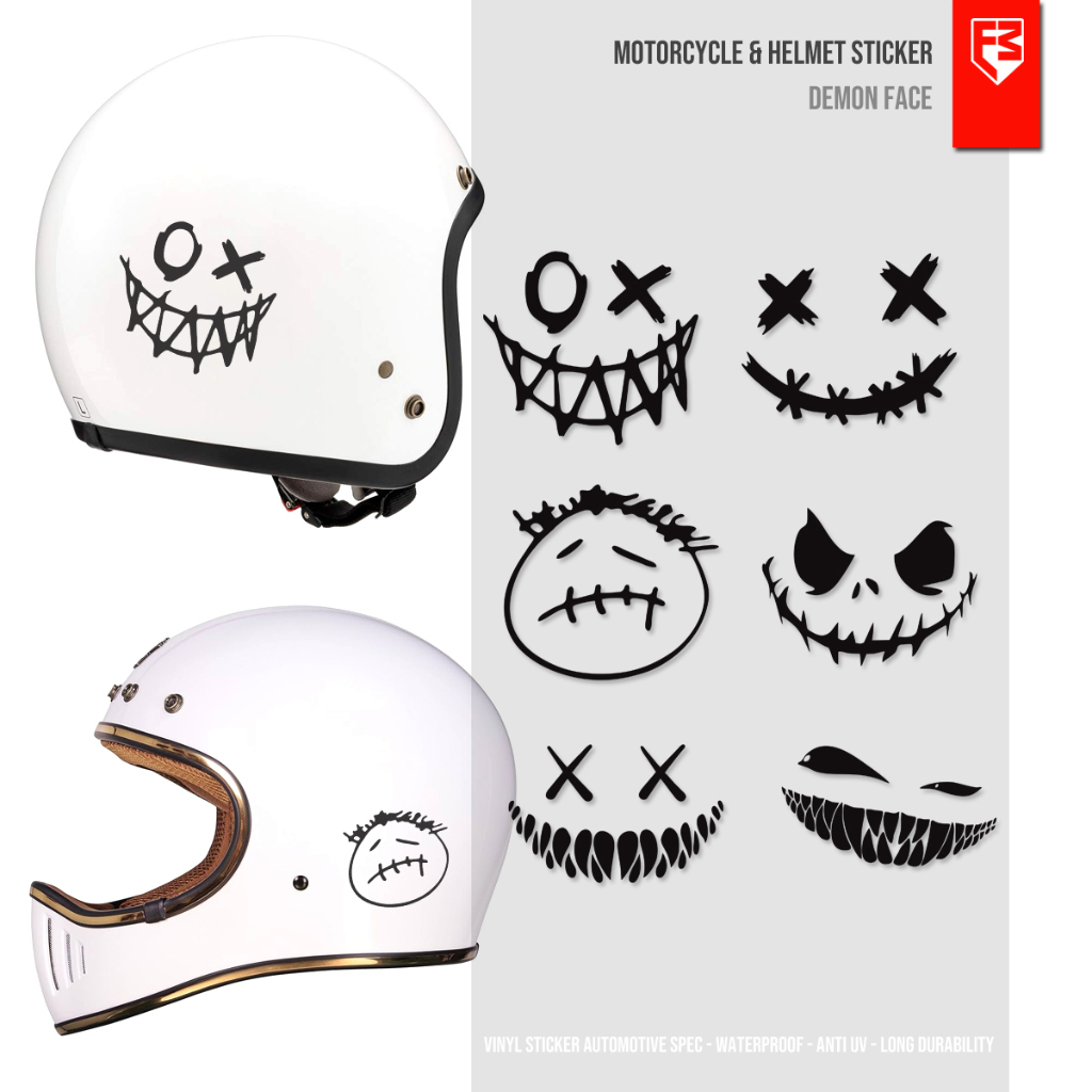 Demon Face Motorcycle Helmet Sticker aerox beat mio xmax cbr r15 nmax ...