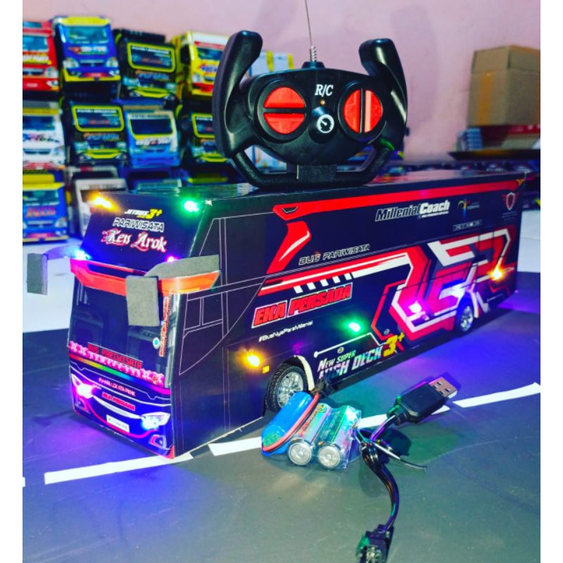 Children's Toys Miniature telolet basuri bus Remote Control ken arok ...