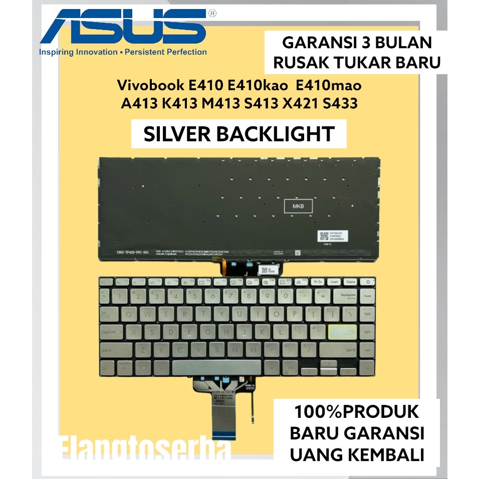 Keyboard Asus Vivobook E410 E410kao E410m E410ma E410mao X421 S433 K413 ...