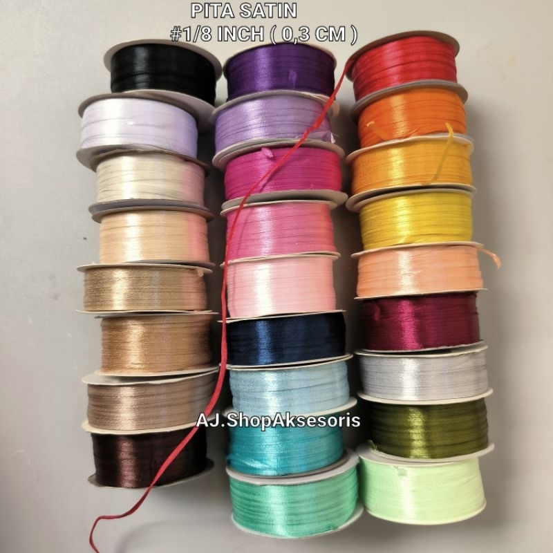 Satin RIBBON 1/8' INCH / SATIN RIBBON 0,3 CM CONTENTS PER ROLL | Shopee ...