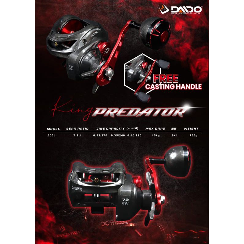 KING DAIDO PREDATOR PRO SERIES BC 300L Fishing Reel CASTING Reel ...