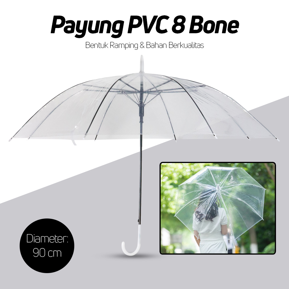 Plain PVC Umbrella 8 Bone 90cm - P075 - Transparent | Shopee Philippines