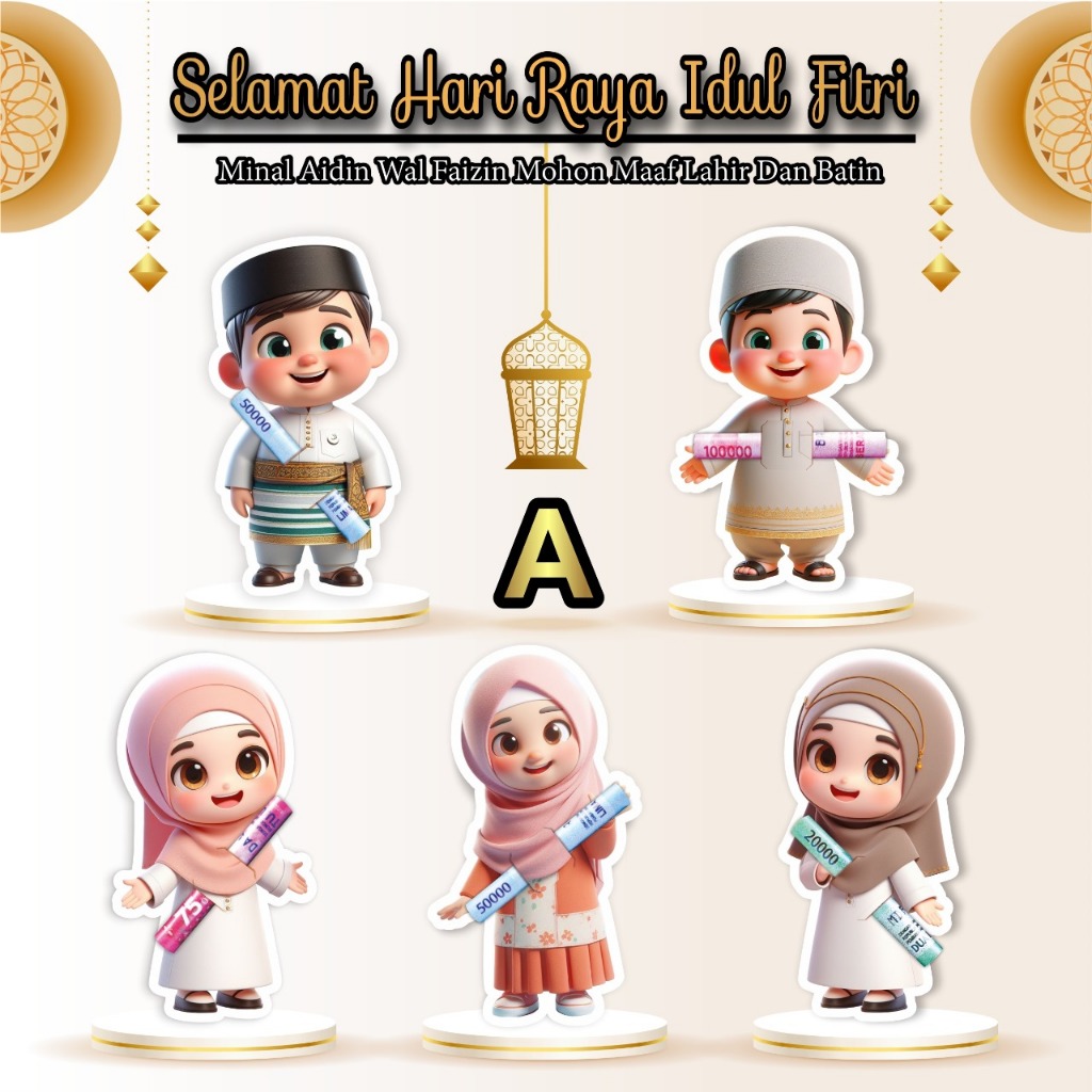 Lebaran Angpao Character Envelope Lebaran Money Slip Character THR Hug ...