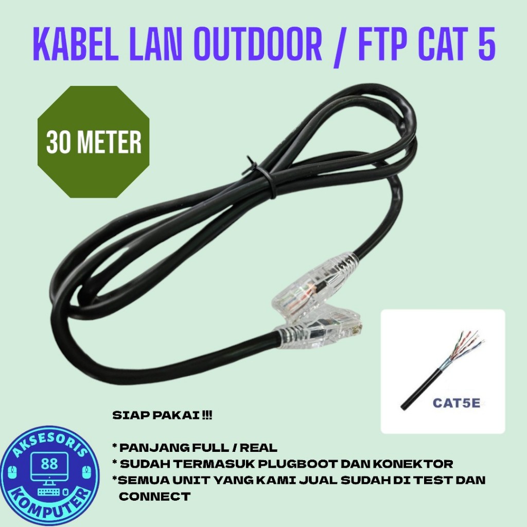30 meters | Outdoor CAT5E FTP LAN CABLE / 30 METER FTP CAT 5 OUTDOOR DATAFAST LAN CABLE | Shopee ...
