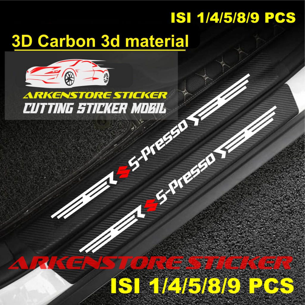 9pcs sticker sill plate carbon 3d Car suzuki s-presso sticker carbon 3d ...