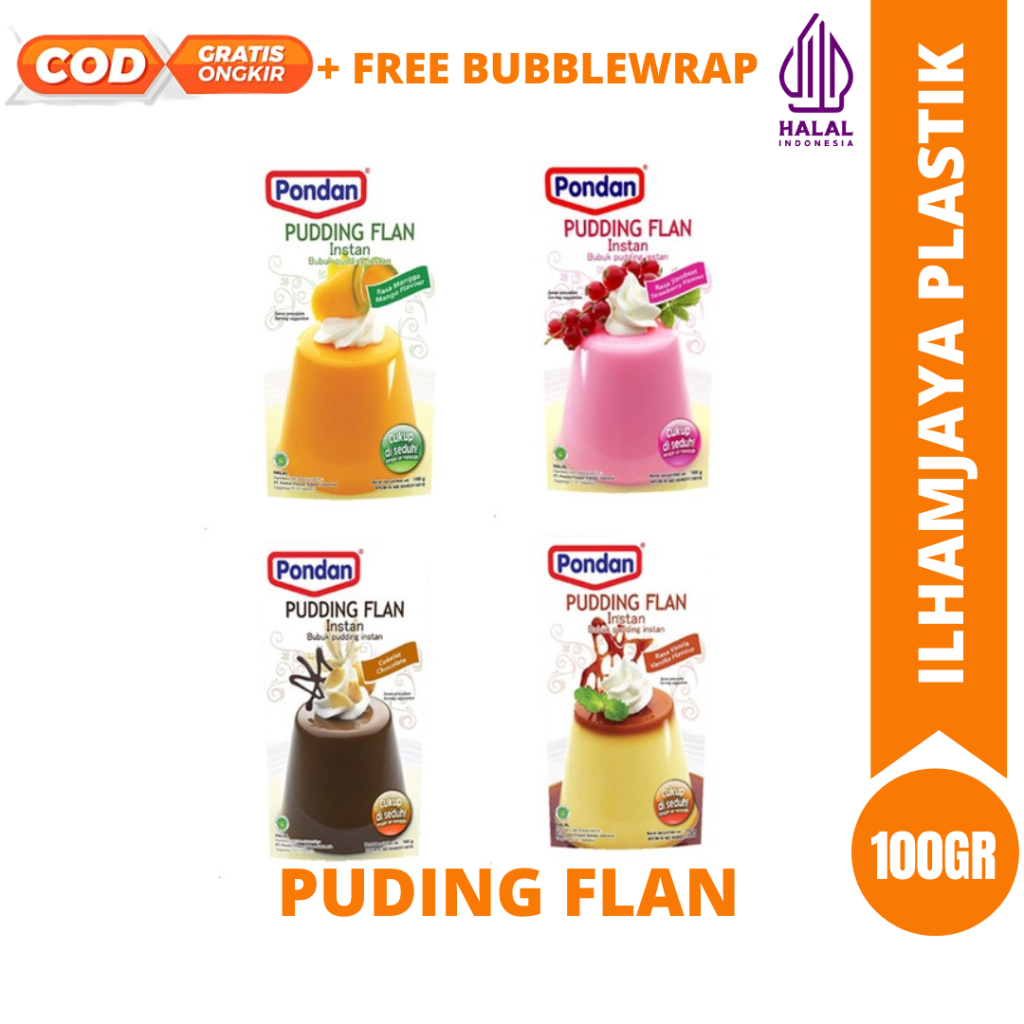 Pondan Flan pudding 100gr Pouch / Flan ponan pudding mango, chocolate ...
