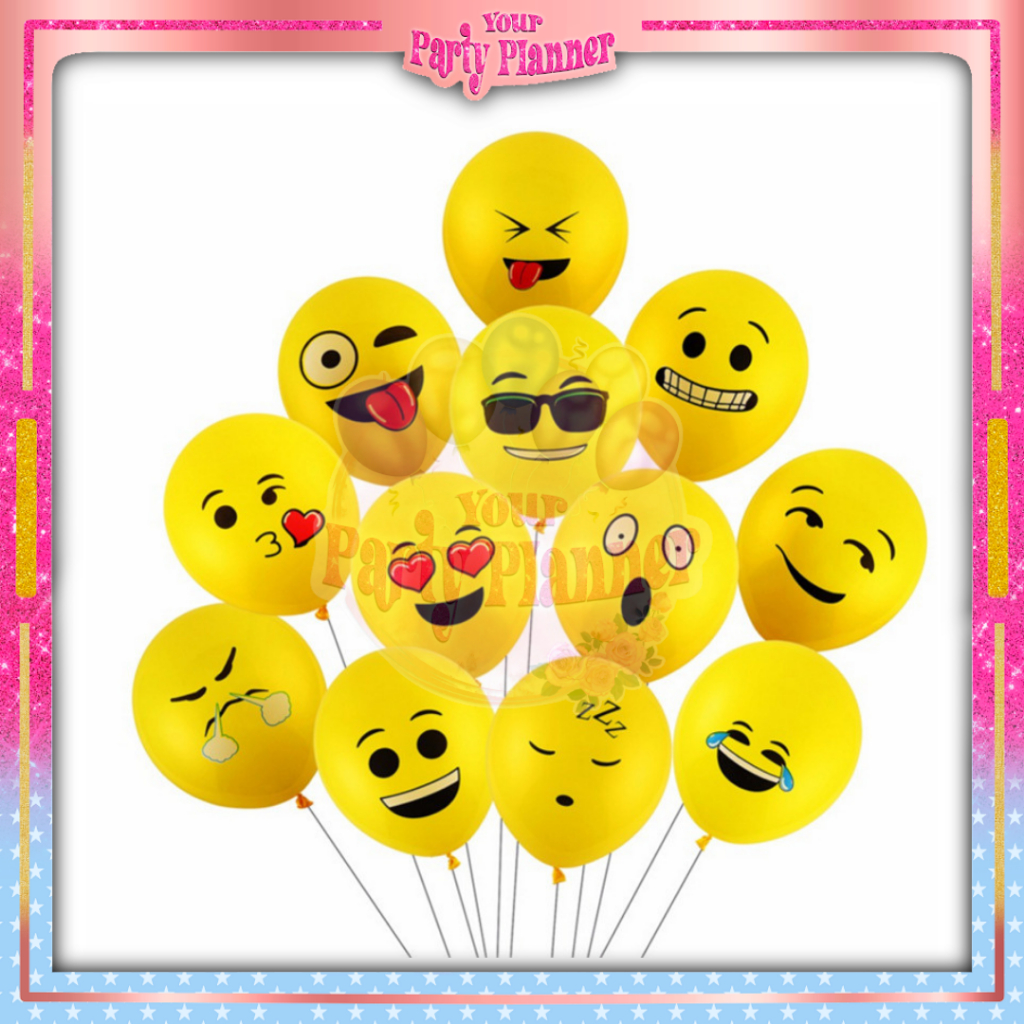 Cute Yellow Emoji Emoticon Motif Latex Balloons, Thick Material ...