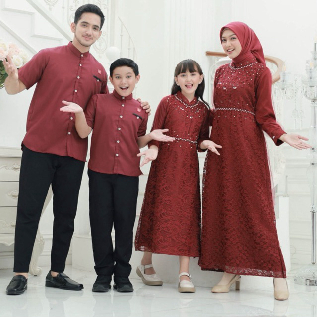 Sarimbit Koko Family Couple Set Father Son Gamis Mother Daughter Nadine ...