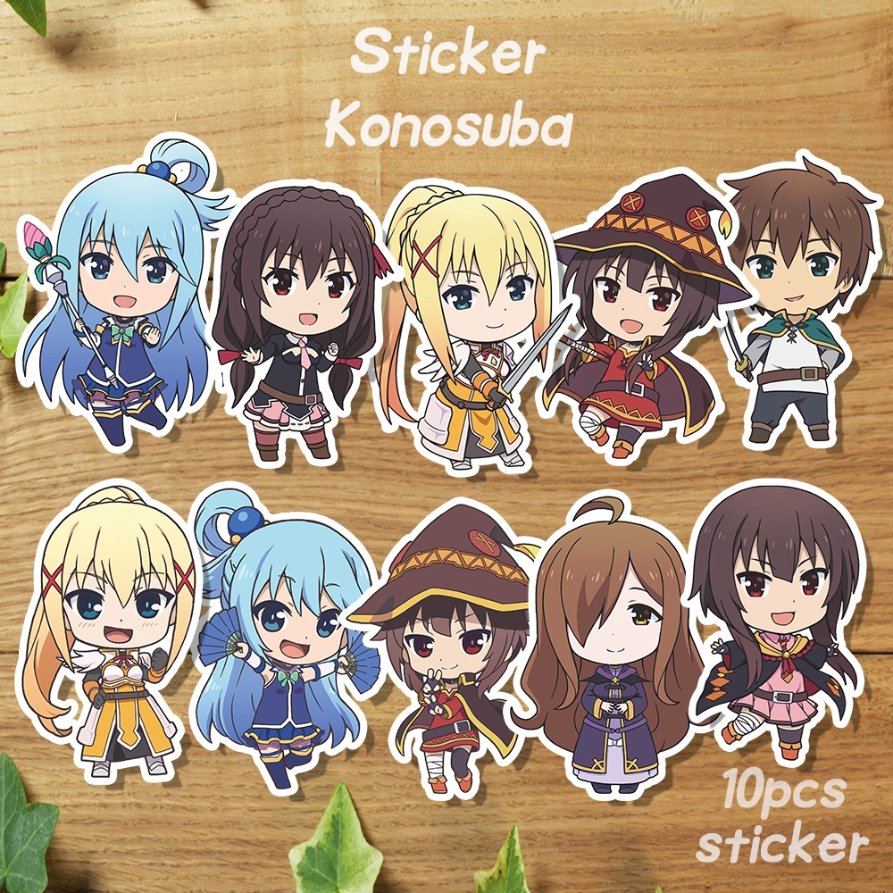 Konosuba Anime Sticker - 10pcs Kazuma, Aqua, Megumin Konosuba Character ...