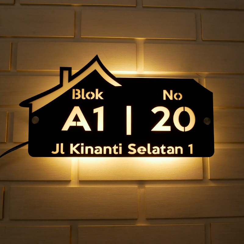 House Number LED Acrylic Lamp Acrylic Coffee Shop Nameplate LED House ...