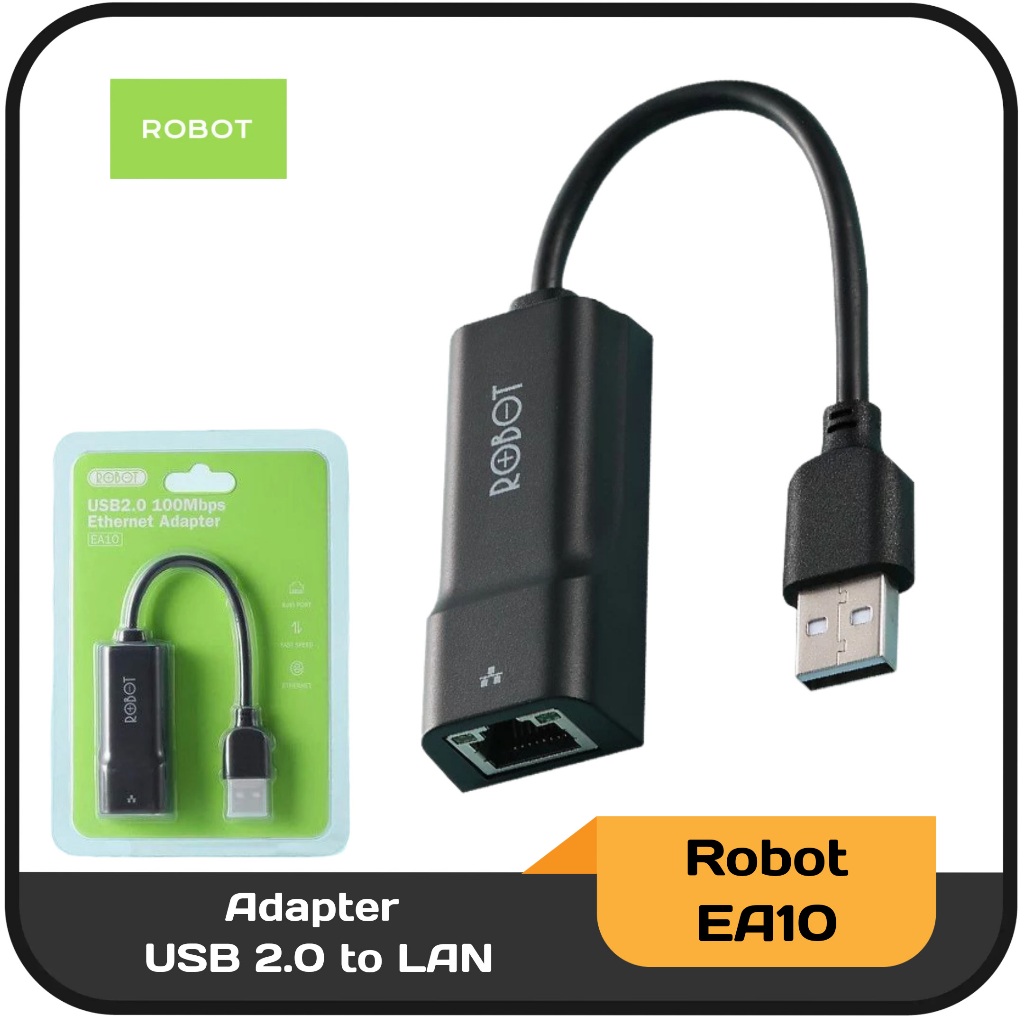 Adapter USB 2.0 to LAN RJ45 Robot EA10 Network 10/100Mbps | Shopee ...