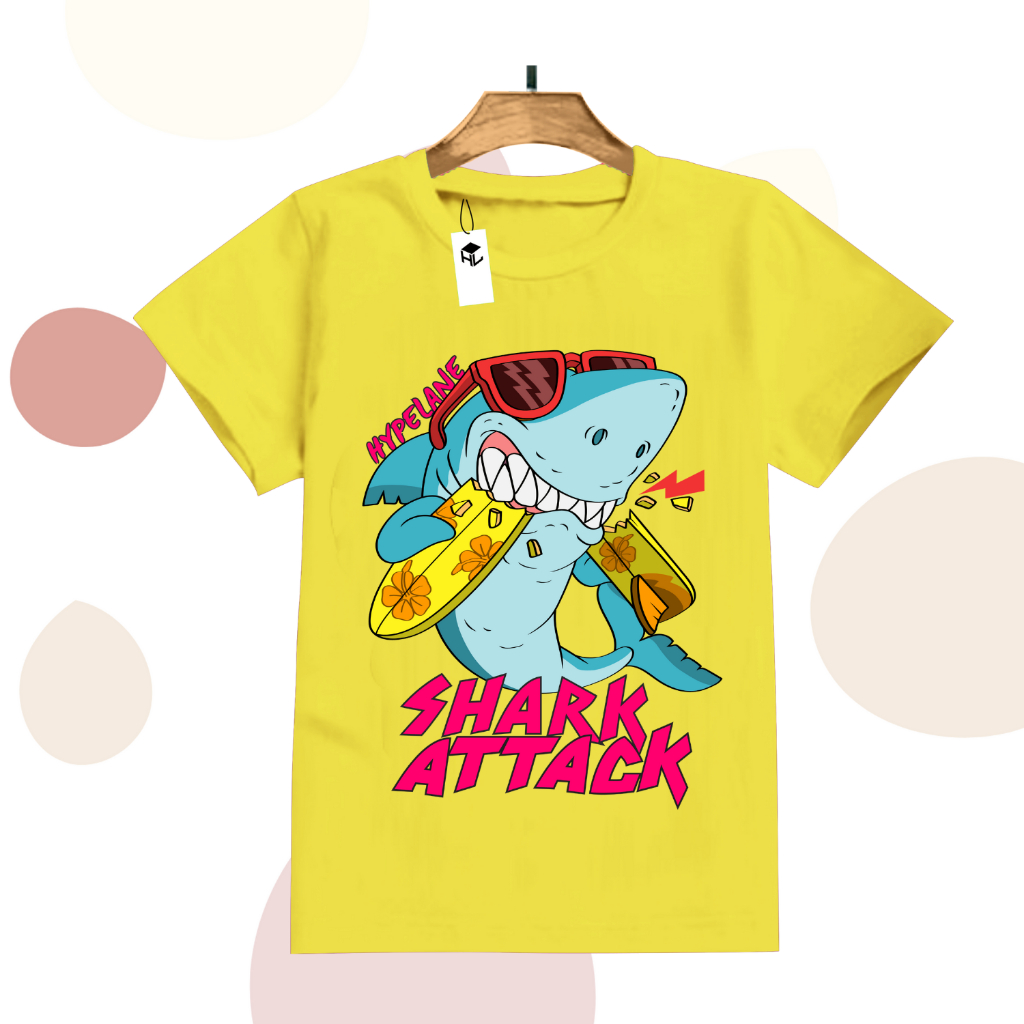 Code8.id DTF - Boys' T-shirt with Cute Shark Animal Characters, Clouds ...