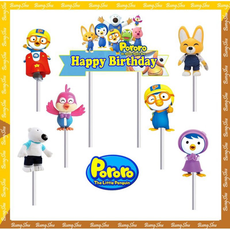 Pororo Cake topper, Pororo Birthday Cake Decoration, Pororo Character ...