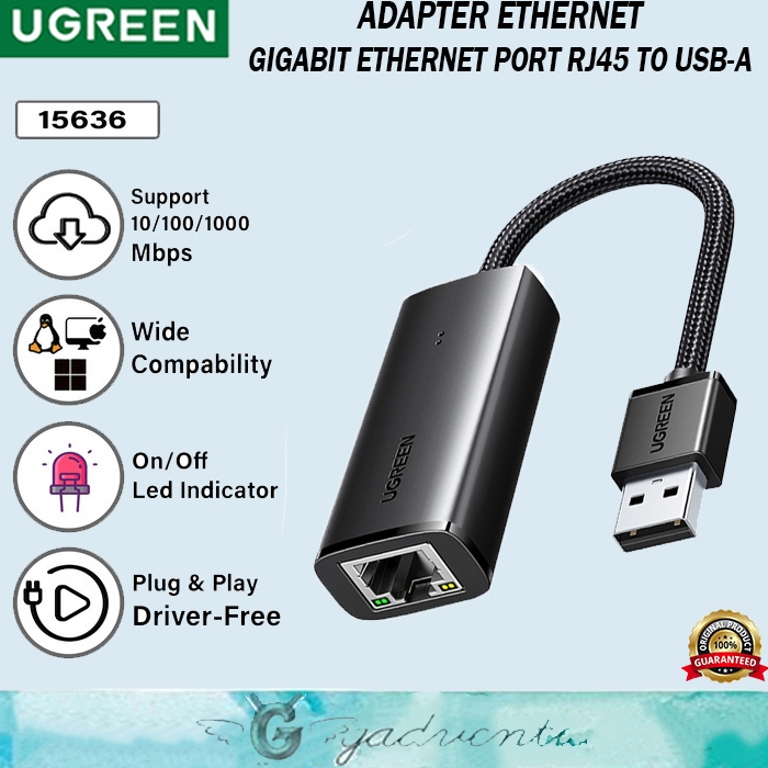 Ugreen Head Adapter USB to Lan RJ45 Ethernet Network Speed 100Mbps For ...