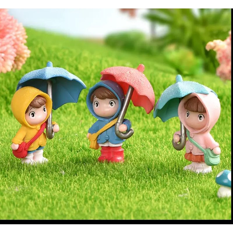 Miniature Boys Statue Boy Umbrella Cake Topper Cute Mini Romantic ...