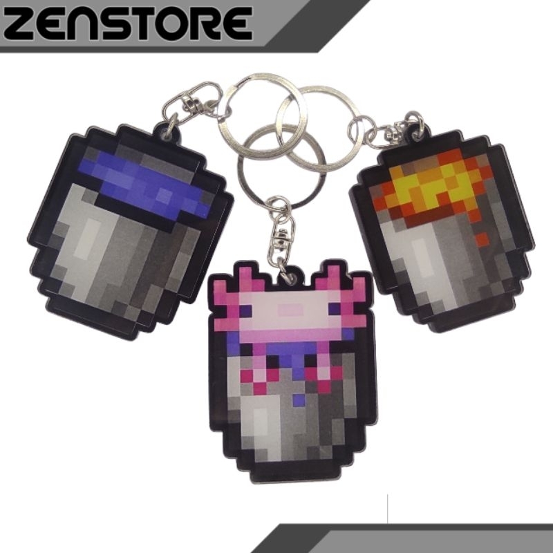 GANTUNGAN 4-6cm Full Color Acrylic Minecraft Buckets Keychain - Acrylic ...