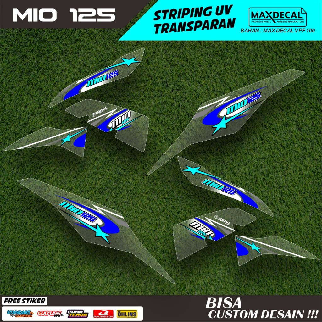HITAM MERAH PUTIH Transparent STRIPING STICKER MIO FACELIFT LIS STICKER ...