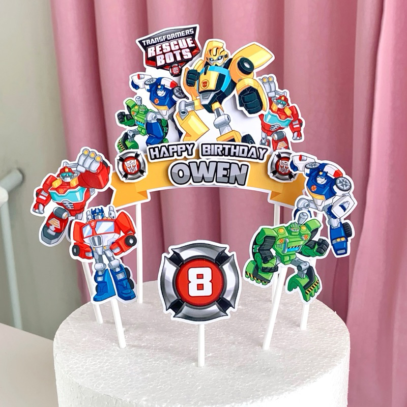 Cake Topper 3D Character Transformer Rescue Bots Bumblebee Optimus ...