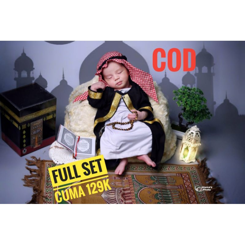 Asykar robe turban robe newborn arab king robe newborn baby aqiqah ...