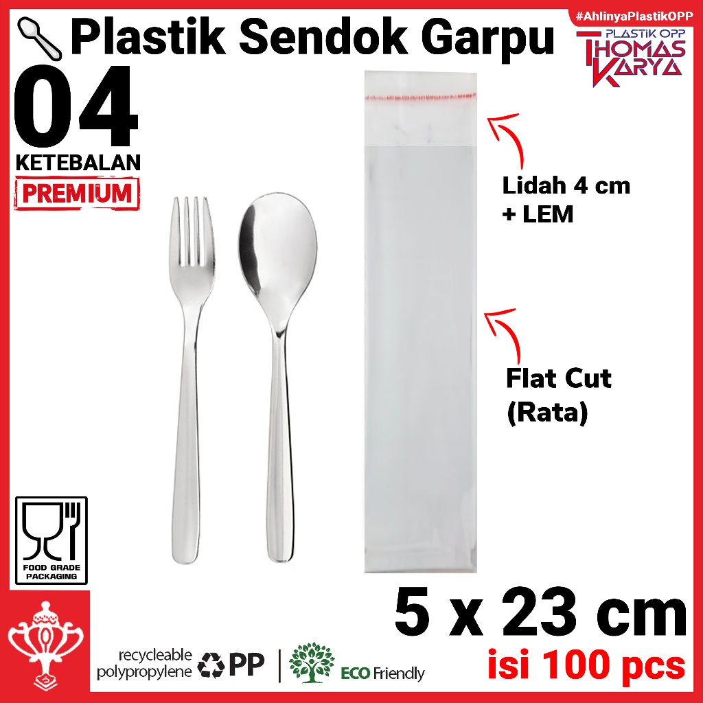 5x23 THICK OPP Plastic contains 100 Clear Bags Cutlery Packaging with ...
