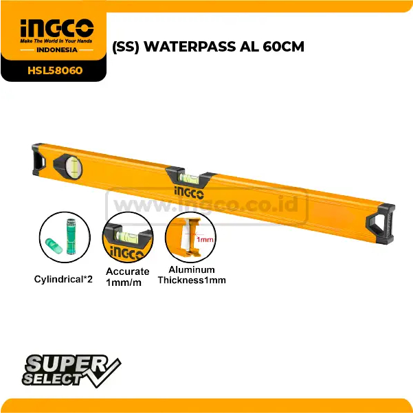 Ingco HSL58060 60cm Aluminum Engineering Spirit Level Building | Shopee ...
