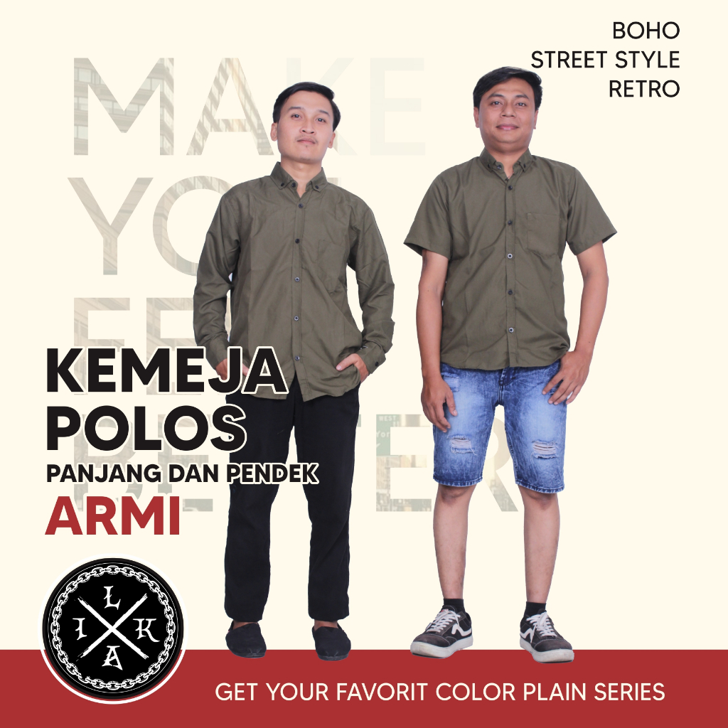 KEMEJA HIJAU Plain Shirts Adult Boys basic distro korean style premium ...