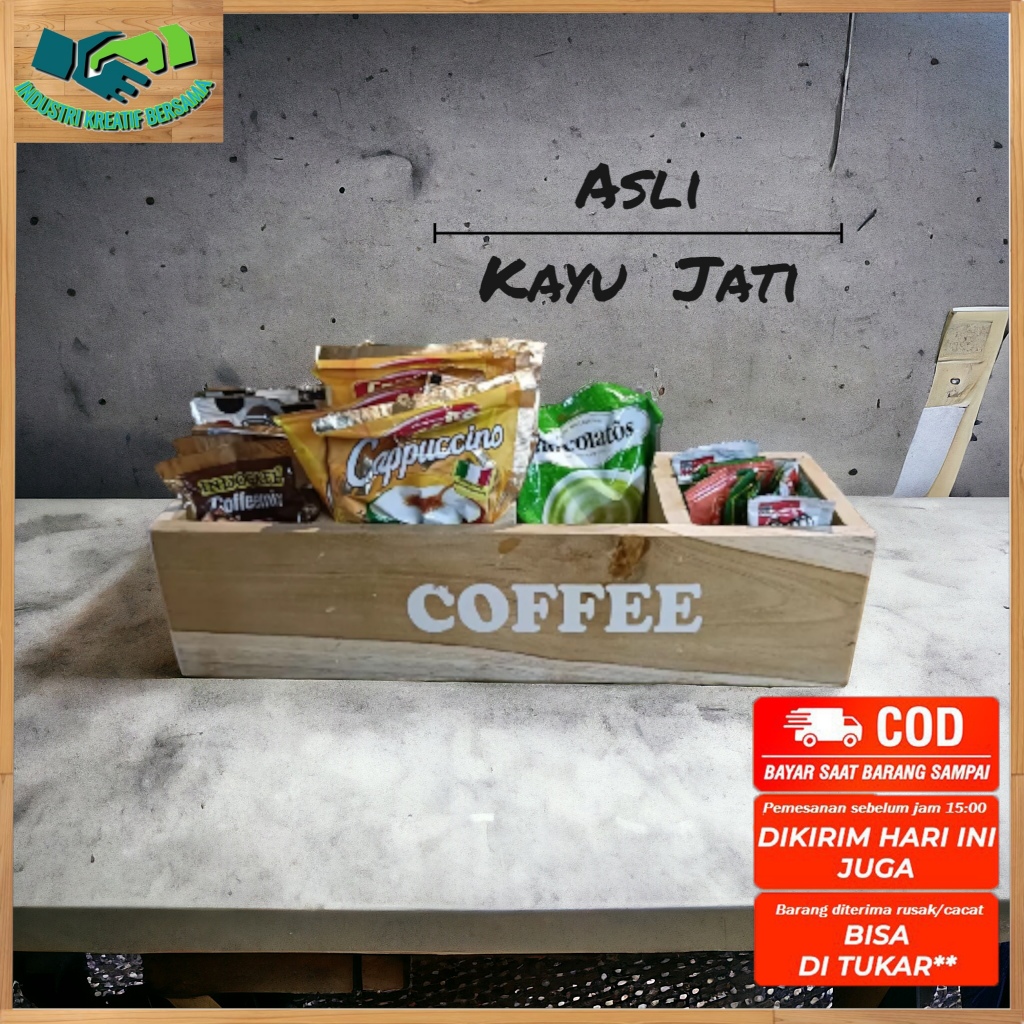 KAYU Teak WOOD SACHET COFFEE RACK 4 BOXES | Shopee Philippines