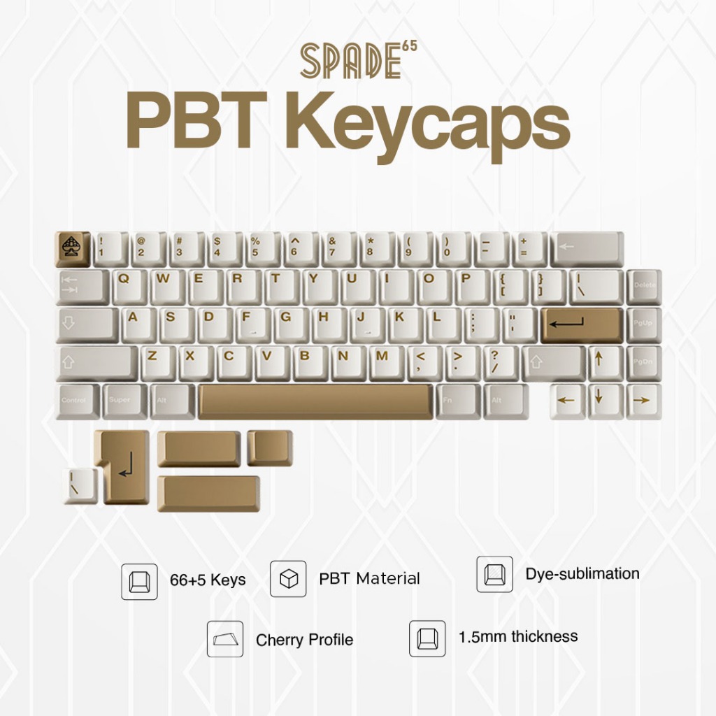 Noir Spade65 Keycaps set 65% 66 Keys ANSI, ISO, & Split space bar ...