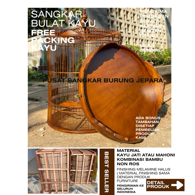 Jepara teak round magpie cage, solid teak wood material, perhutani ...