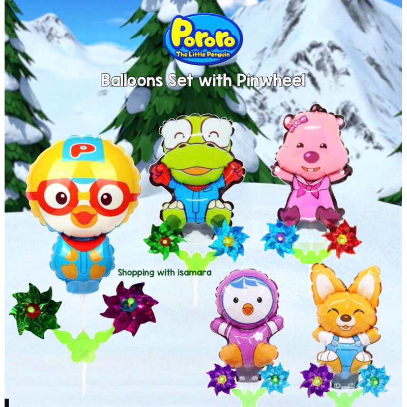 Pororo Balloons Set with Pinwheel / character Balloons | Shopee Philippines