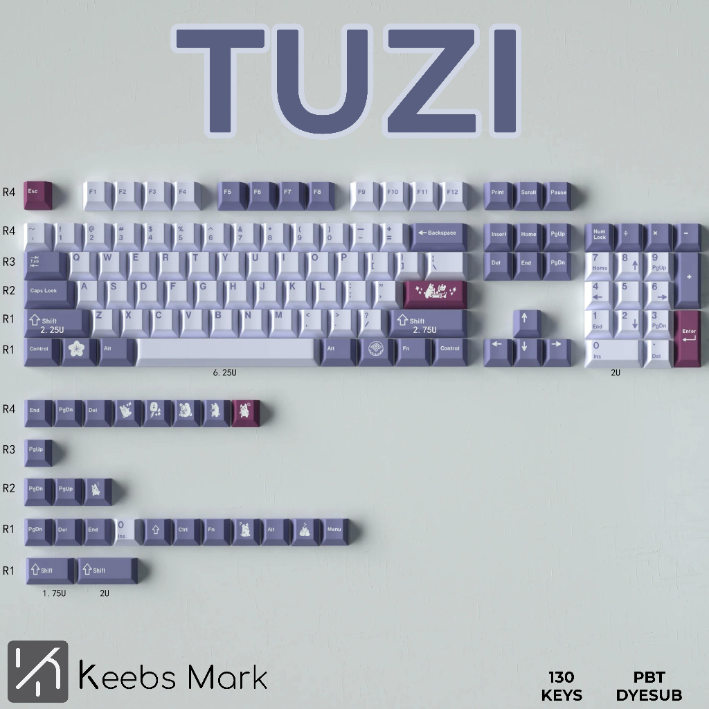 Tuzi Keycaps PBT Dyesub Cherry Profile 130 Keys Mechanical Keyboard ...