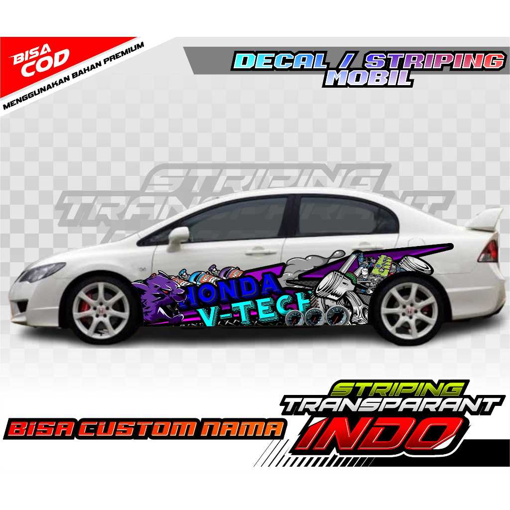 HONDA CIVIC FD CUSTOM VARIATION DECAL STRIPING NAME / CIVIC CAR ...