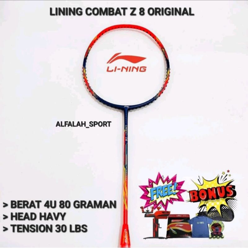 Original LI-NING COMBAT Z8 Badminton Racket (BONUS CLOTHES + BAG AND ...