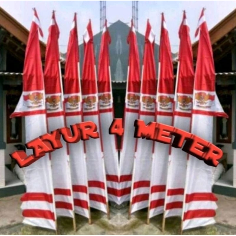 MERAH 4 meter Garuda Layur pennant flag. || RED WHITE | Shopee Philippines