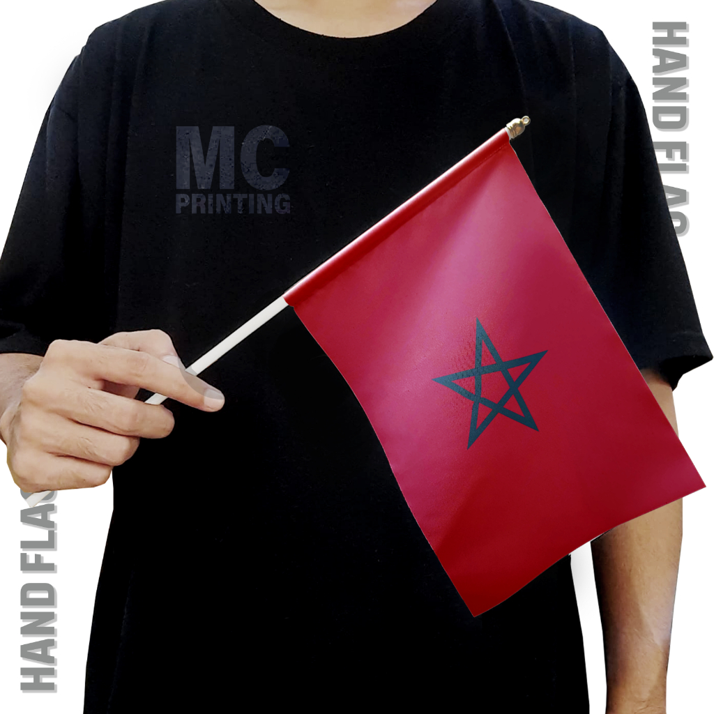 Moroccan Hand Flag - Small Mini Parade Stick Flag Taslan Material ...