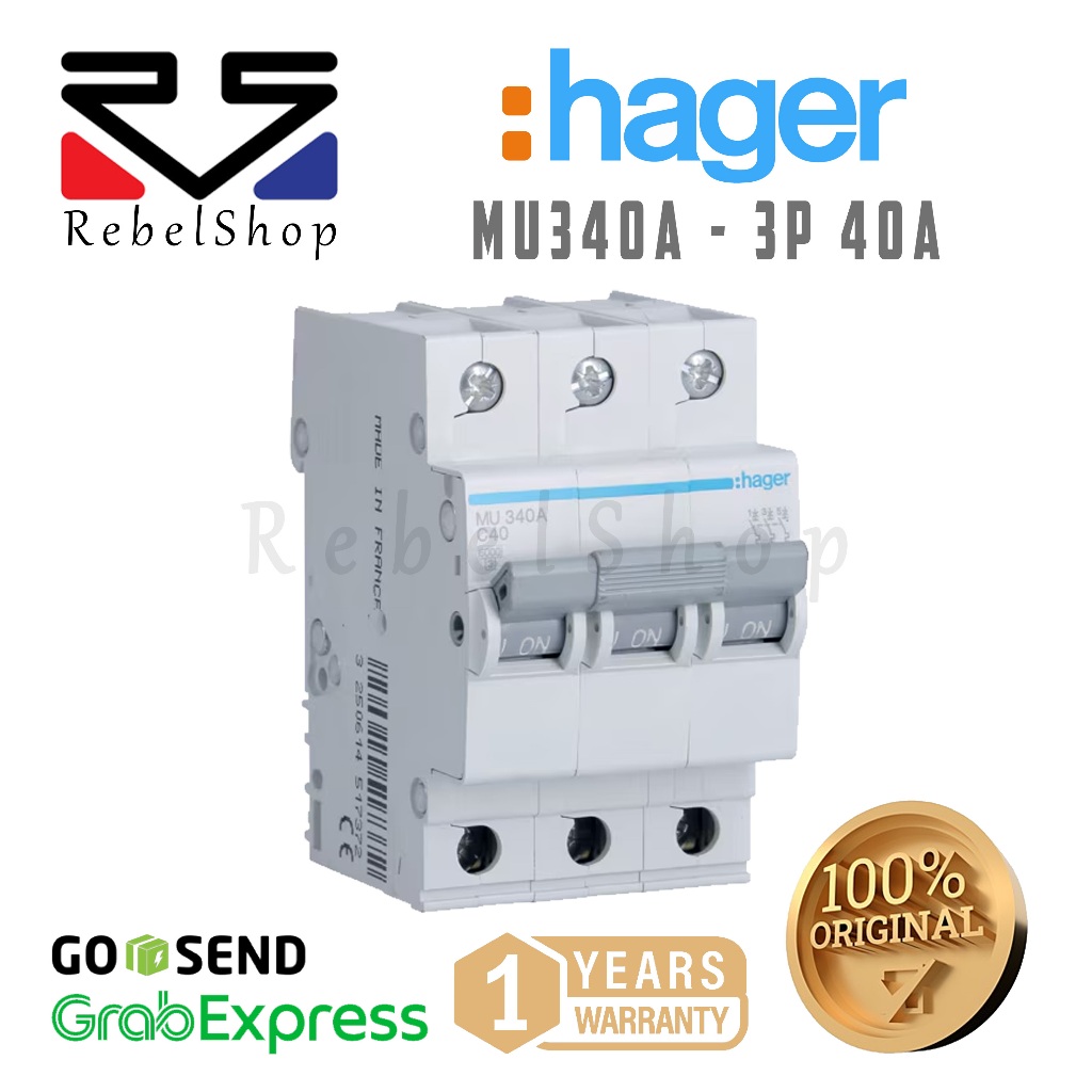 Hager MCB 3P 40A MU340A 6kA 3 Phase 40 Ampere SNI - Triple Pole | Shopee Philippines